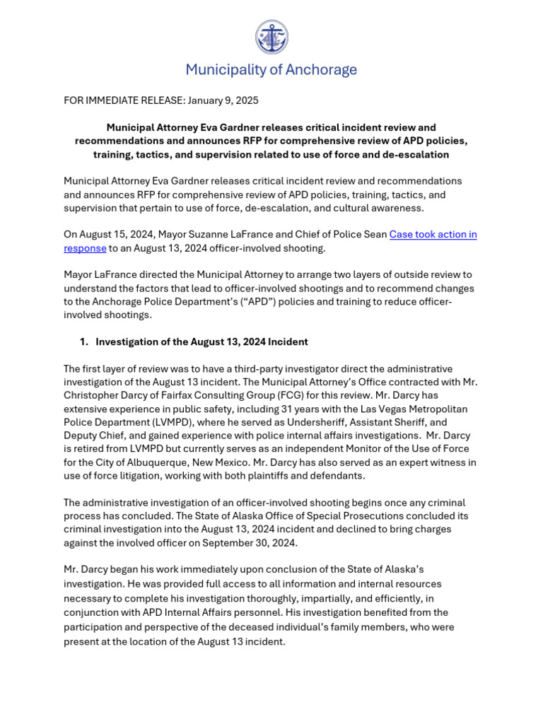 Anchorage Police Department Review and Recommendations | PDF ...