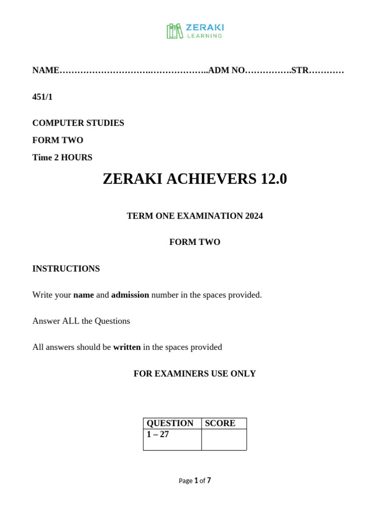 Computer Studies - - Question Paper | PDF | Computer Science | Software Computer Studies - - Question Paper | PDF | Computer Science | Software