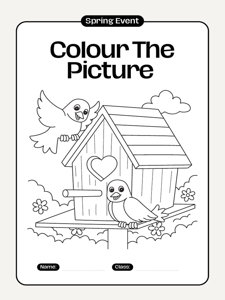 Coloring Page Worksheet in Black and White Simple Style | PDF