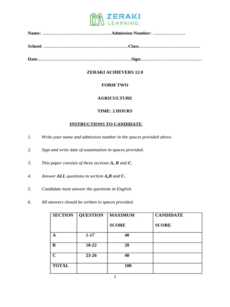 Agriculture - Question Paper | PDF | Agronomy | Agricultural Science