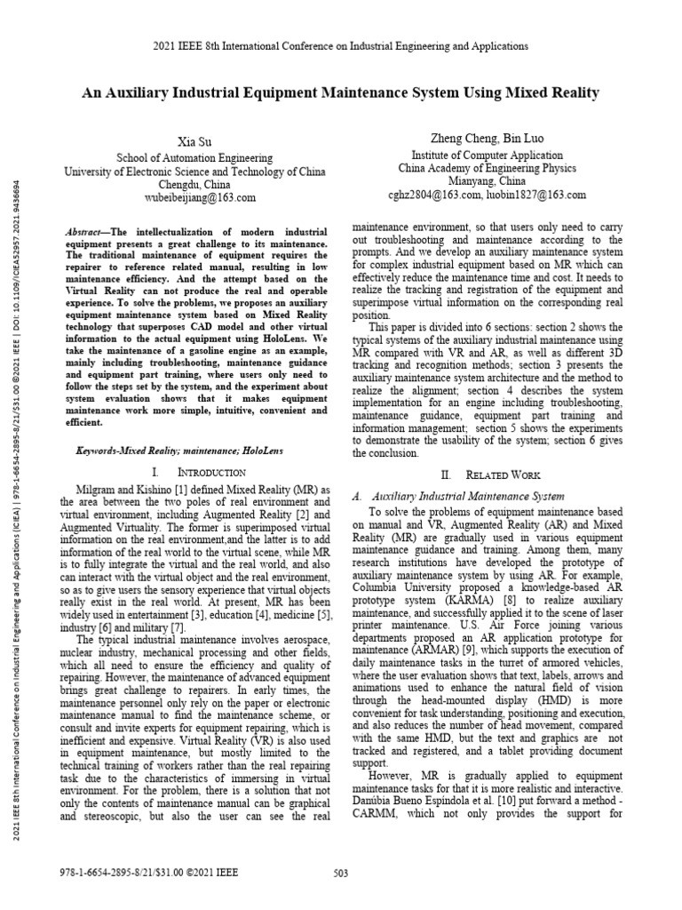 Mixed Reality for Industrial Maintenance | PDF | Augmented Reality ...