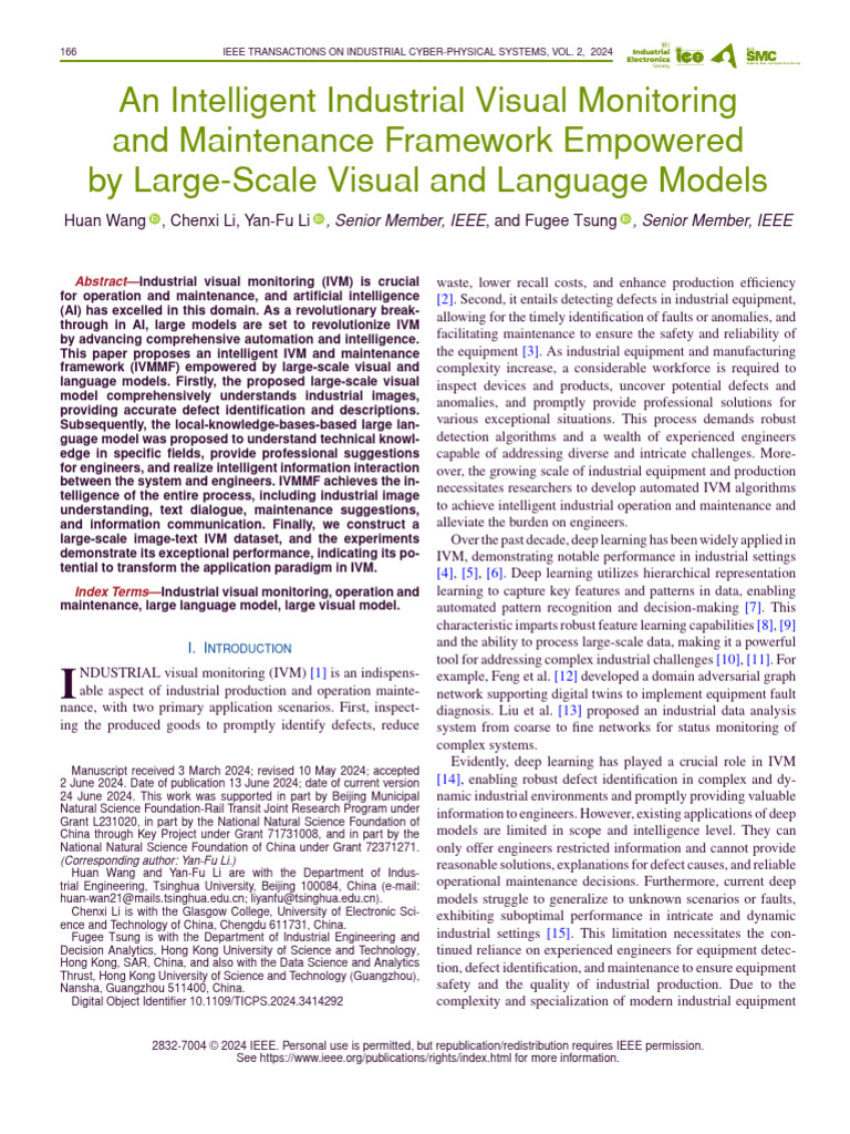 An Intelligent Industrial Visual Monitoring and Maintenance Framework Empowered by Large-Scale ...