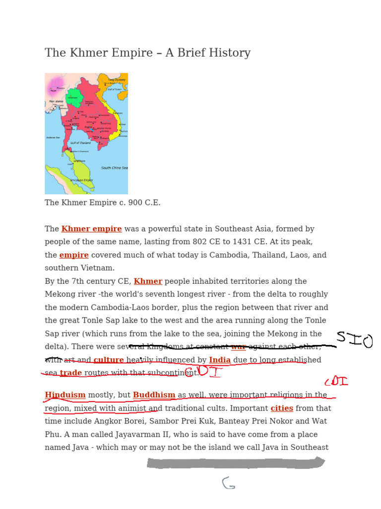 The Khmer Empire - A Brief History | PDF | Angkor | Khmer People