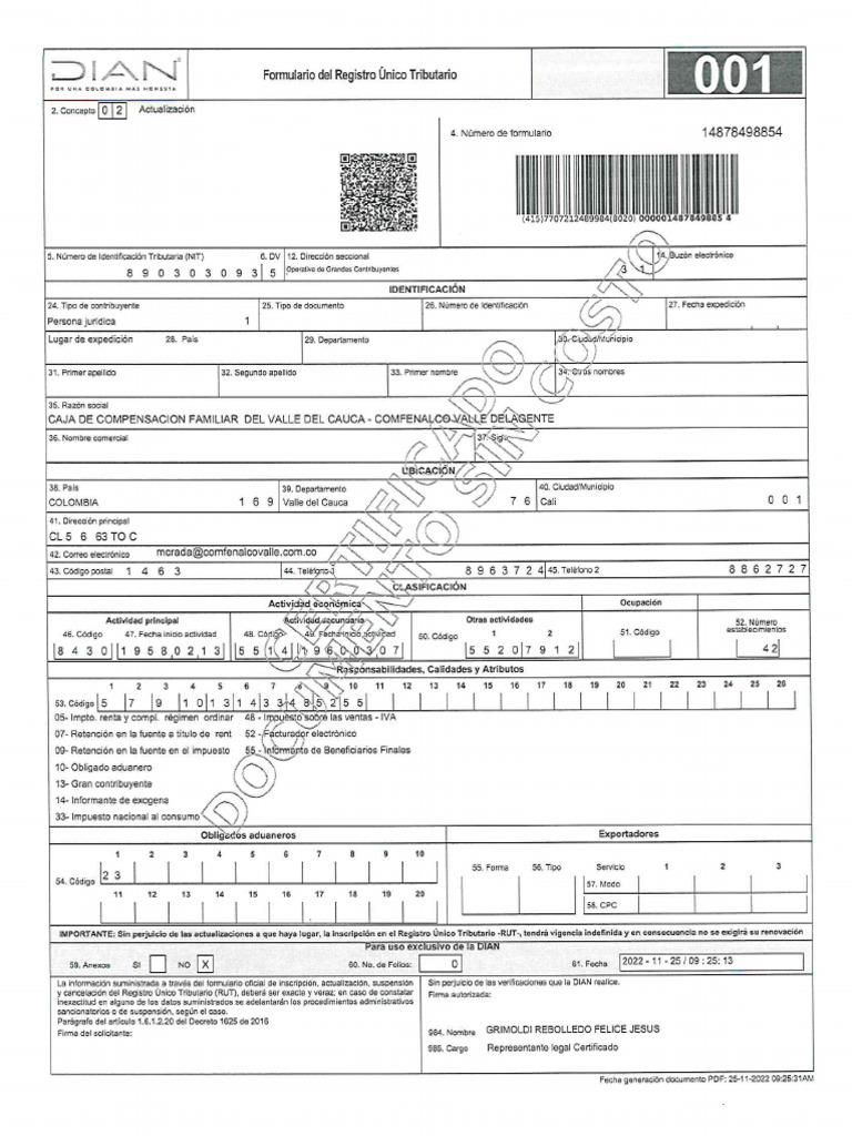 RUT Comfenalco | PDF