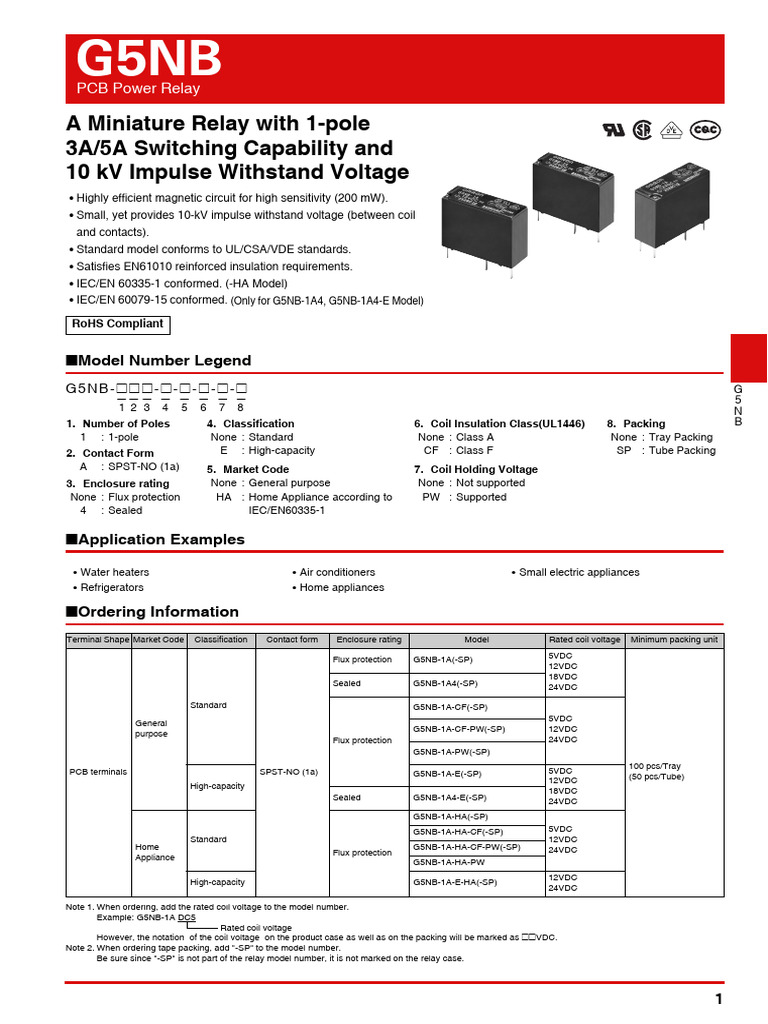 en-g5nb | PDF | Relay | Alternating Current