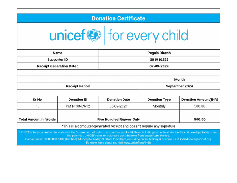 Donation Certificate | PDF