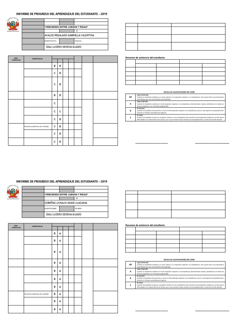 PDF Boleta de 3 Años Incial | PDF | Maestros | Matemáticas