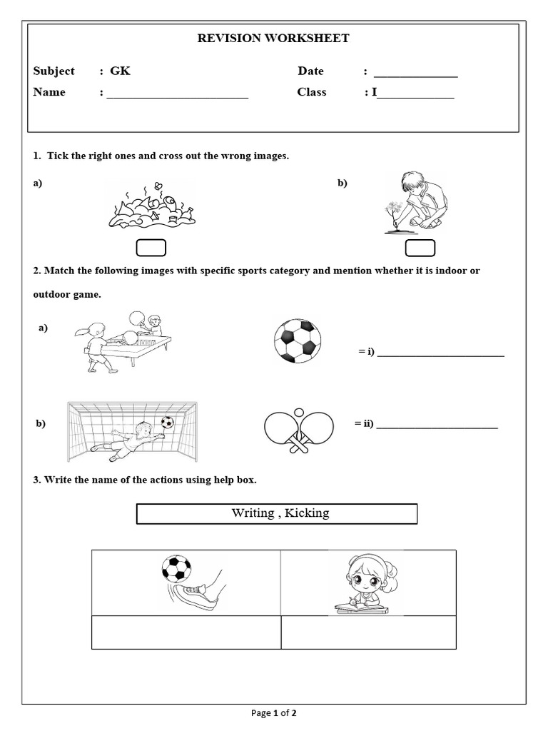 GK Revision Worksheet for Kids | PDF