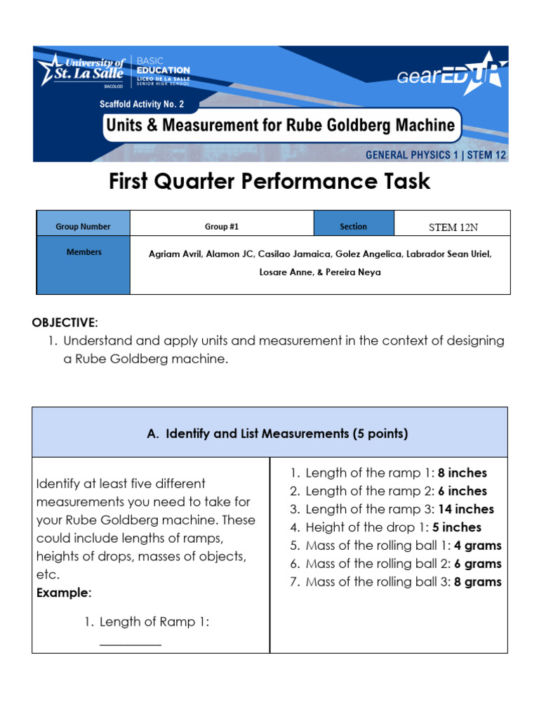 Rube Goldberg Machine Measurement Guide | PDF | Mass | Quantity