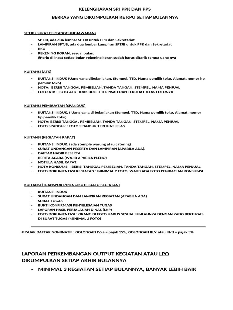 KELENGKAPAN SPJ PPK Pps | PDF