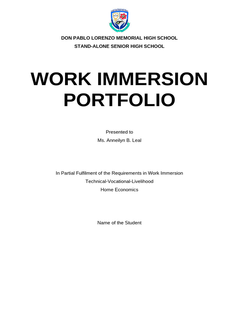 Work Immersion Portfolio | PDF