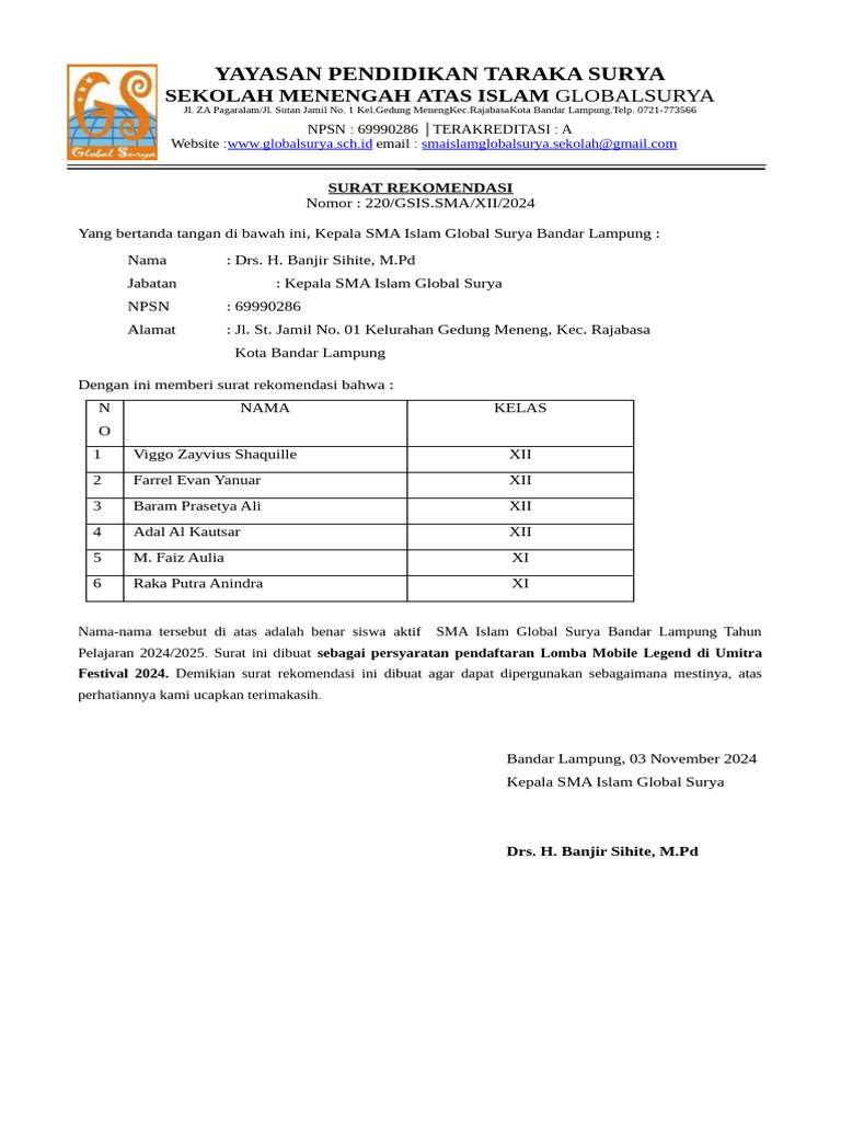 Rekomendasi Pendaftaran Umitra 2024 | PDF