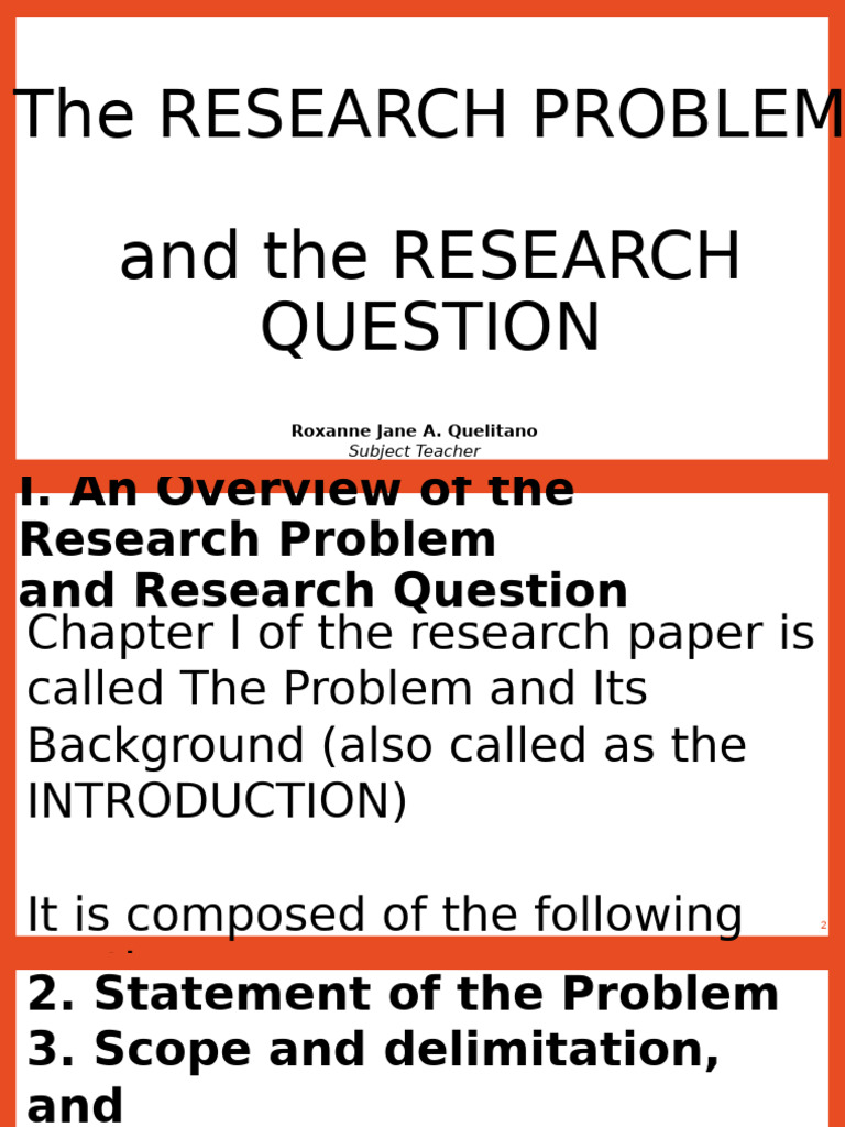 Lesson8-The-Research-Problem-and-the-Research-Question | PDF | Data | Scientific Method
