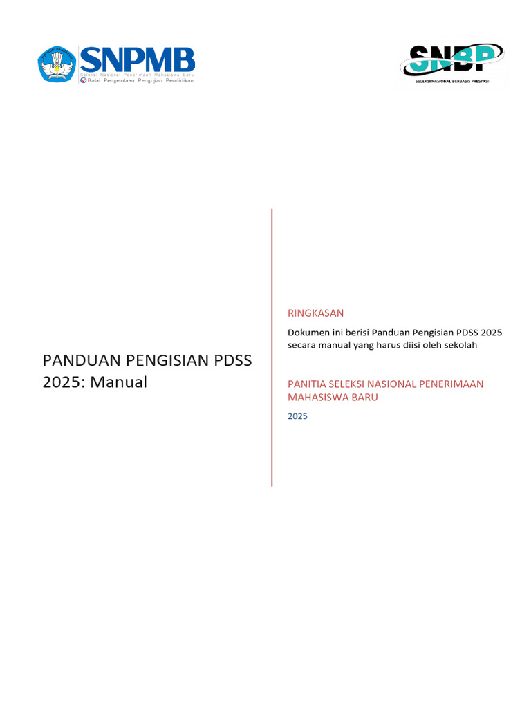 Panduan Pengisian PDSS 2025 - Manual | PDF