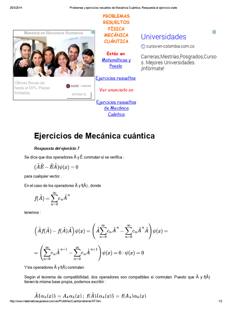 Problemas y Ejercicios Resueltos de Meca | PDF | Mecánica | Mecánica cuántica