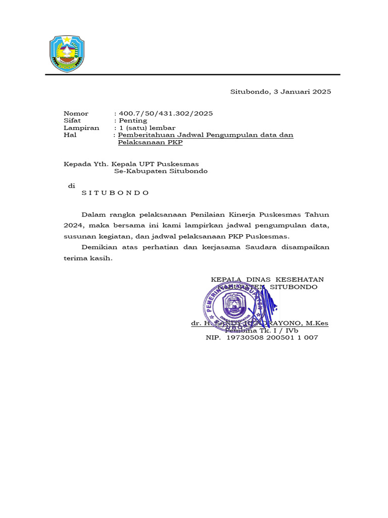 Surat Jadwal Pkp 2024 | PDF