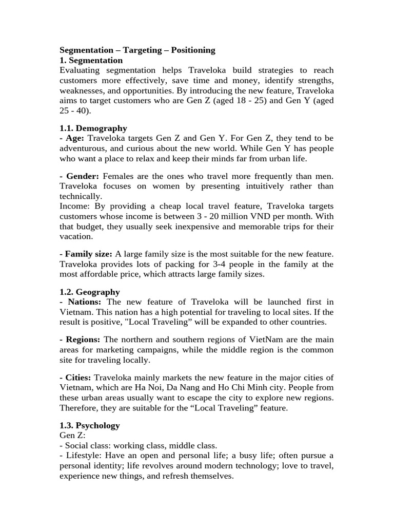Segmentation - Targeting - Positioning - Gr6 | PDF | Marketing | Millennials