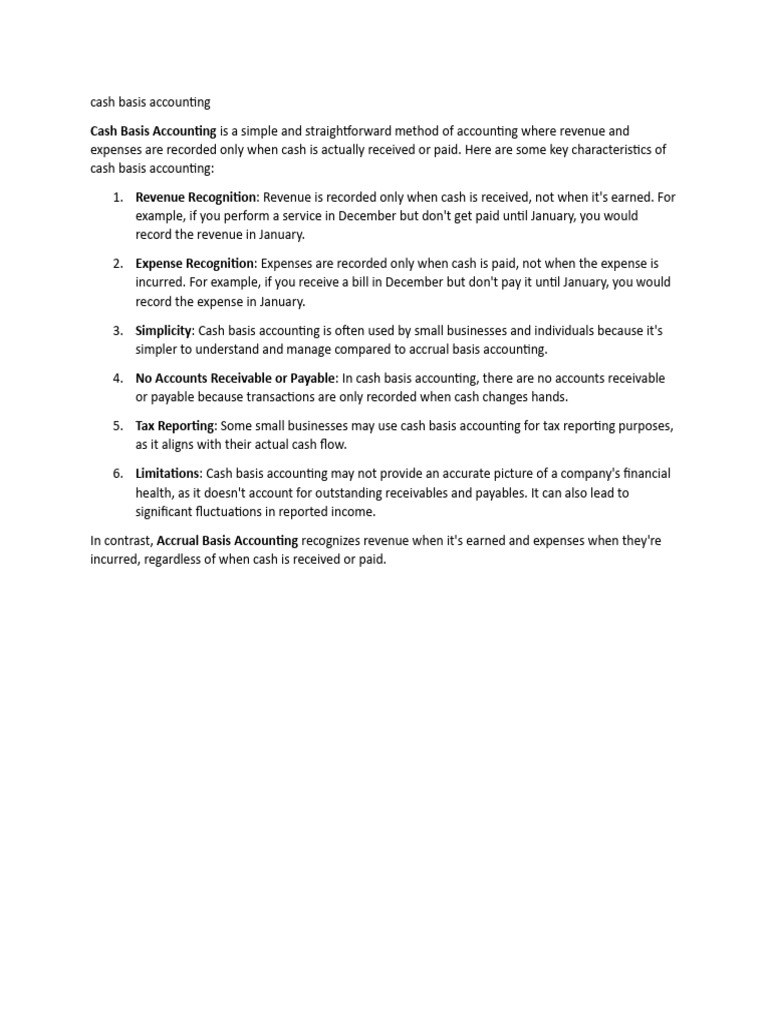 Understanding Cash Basis Accounting | PDF