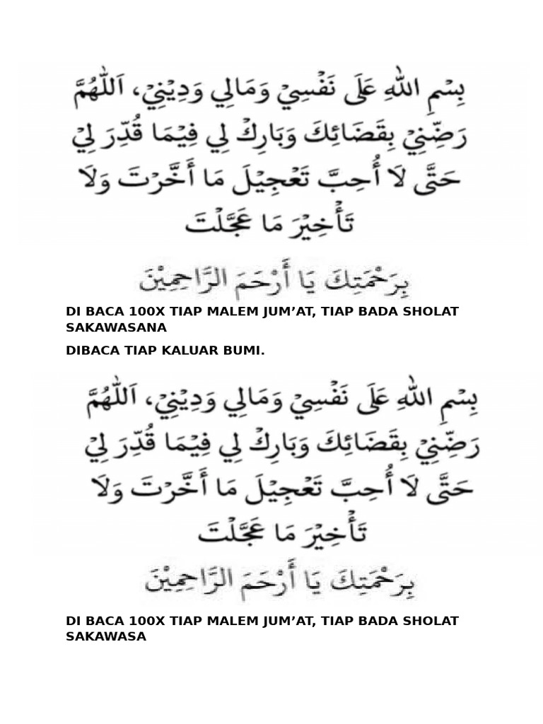 Di Baca 100X Tiap Malem Jum'At, Tiap Bada Sholat Sakawasana Dibaca Tiap ...