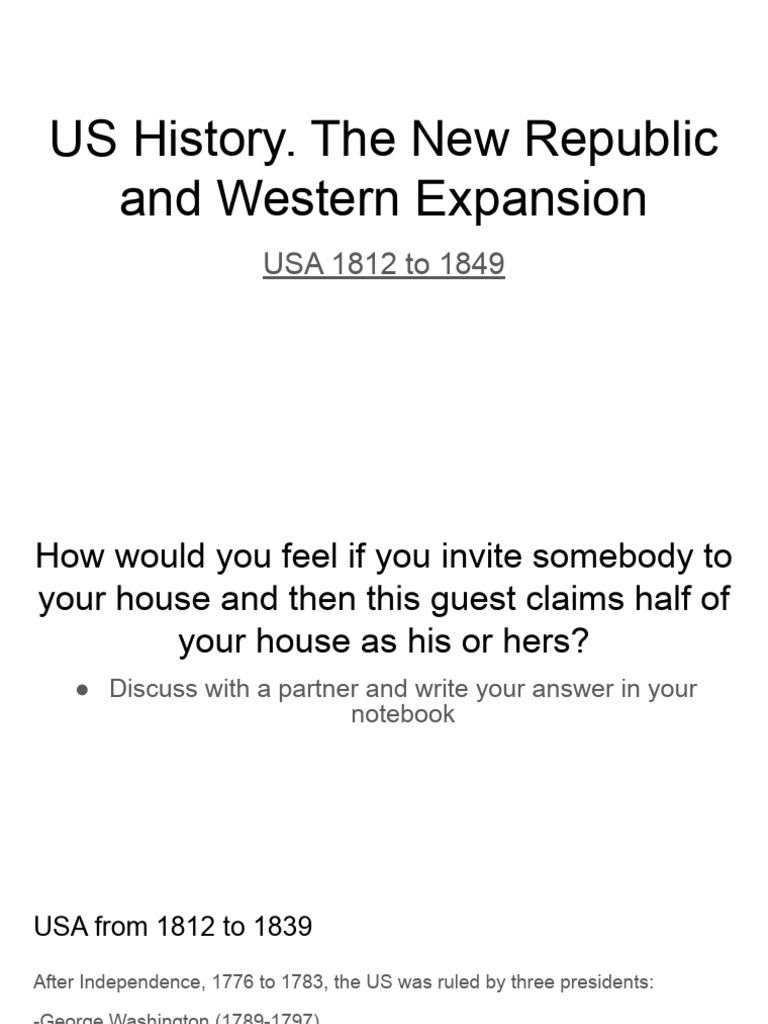 US History. The New Republic and Western Expansion | PDF | The United ...