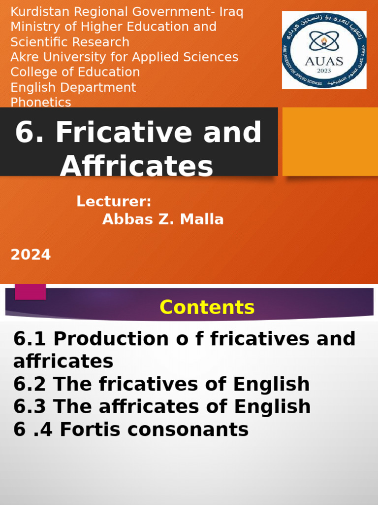 Fricative and Affricates - 3bc025ea C1fa 424b 86f1 Bb934fae7da0 | PDF ...