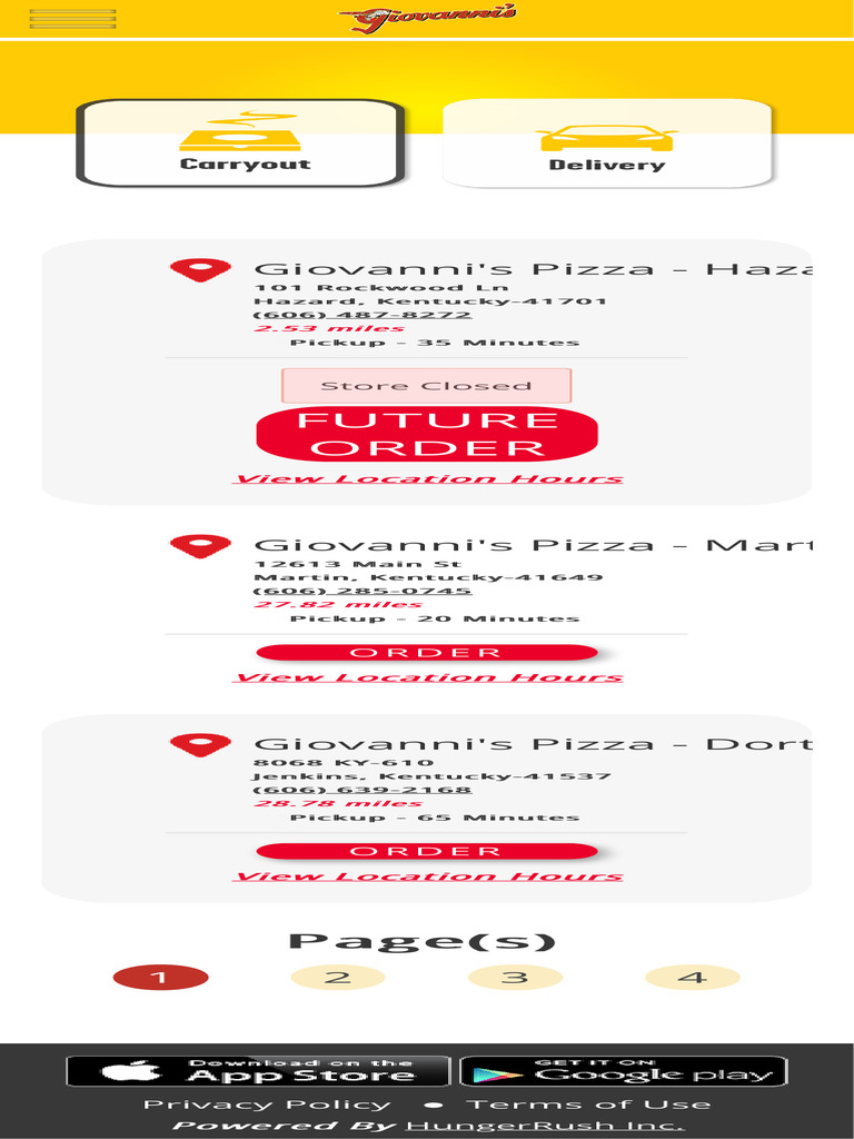 OrderType Giovanni's Online Ordering Online Ordering | PDF