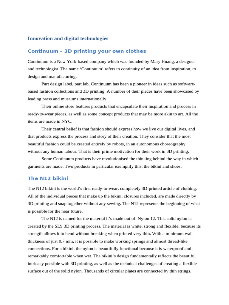 Case Study 2 Pdf 3 D Printing Clothing