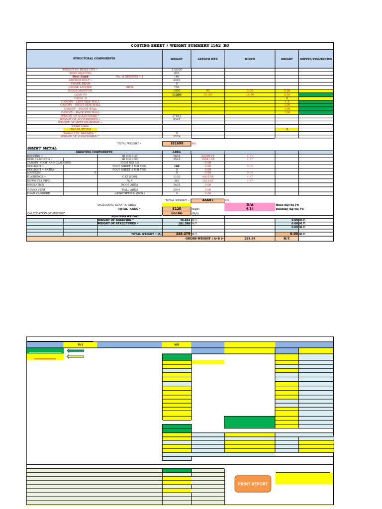 Rvis-1562 Costing Sheet-R0 | PDF | Wall | Roof