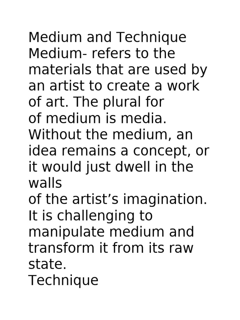 MEDIUMS AND TECHNIQUE | PDF | Paintings | Drawing