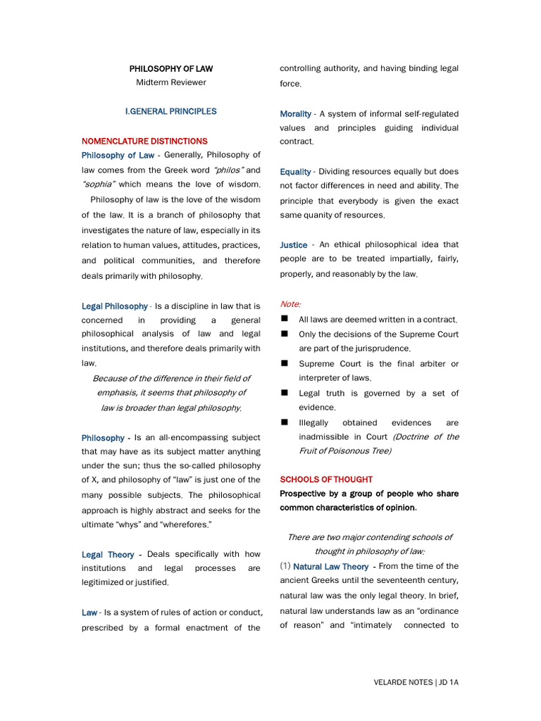 Philosophy of Law Midterm Review | PDF | Jurisprudence | Natural Law