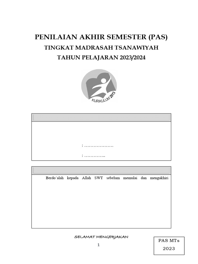 Soal PAS PPKn Kelas IX MTs 2023 | PDF