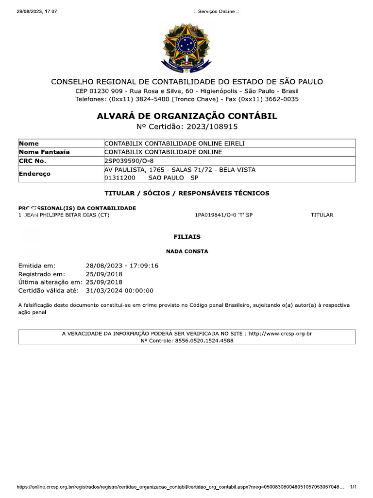 CRC-SP Contabilix | PDF