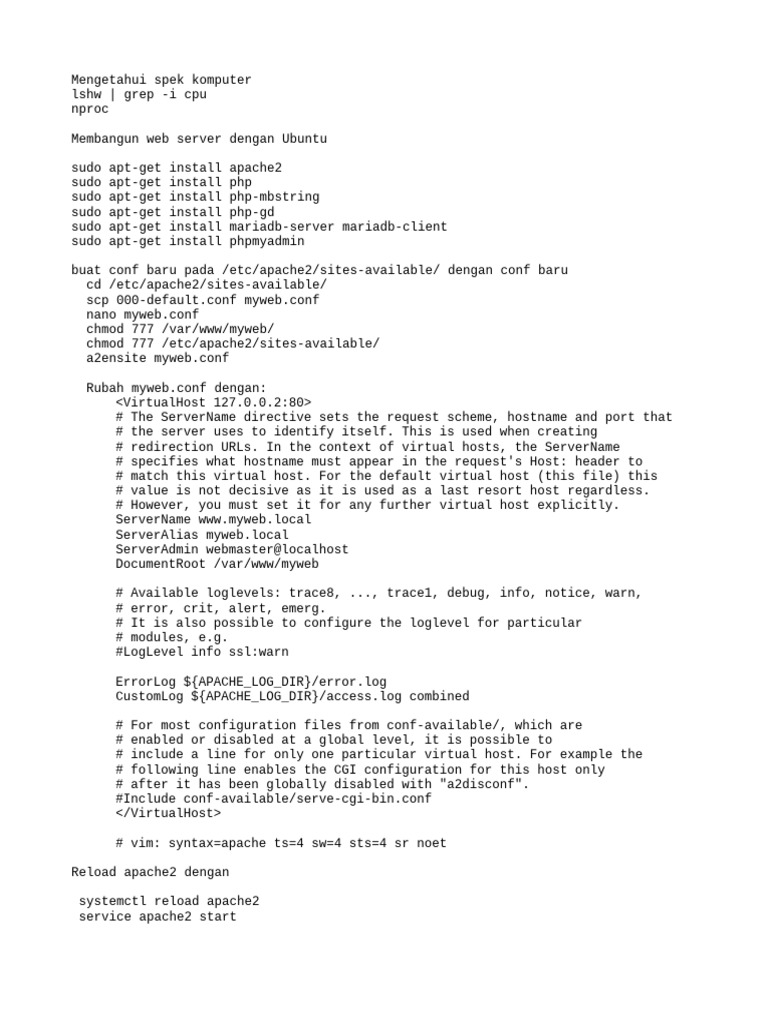 Membangun Web Server Dengan Ubuntu | PDF | Sudo | Web Server