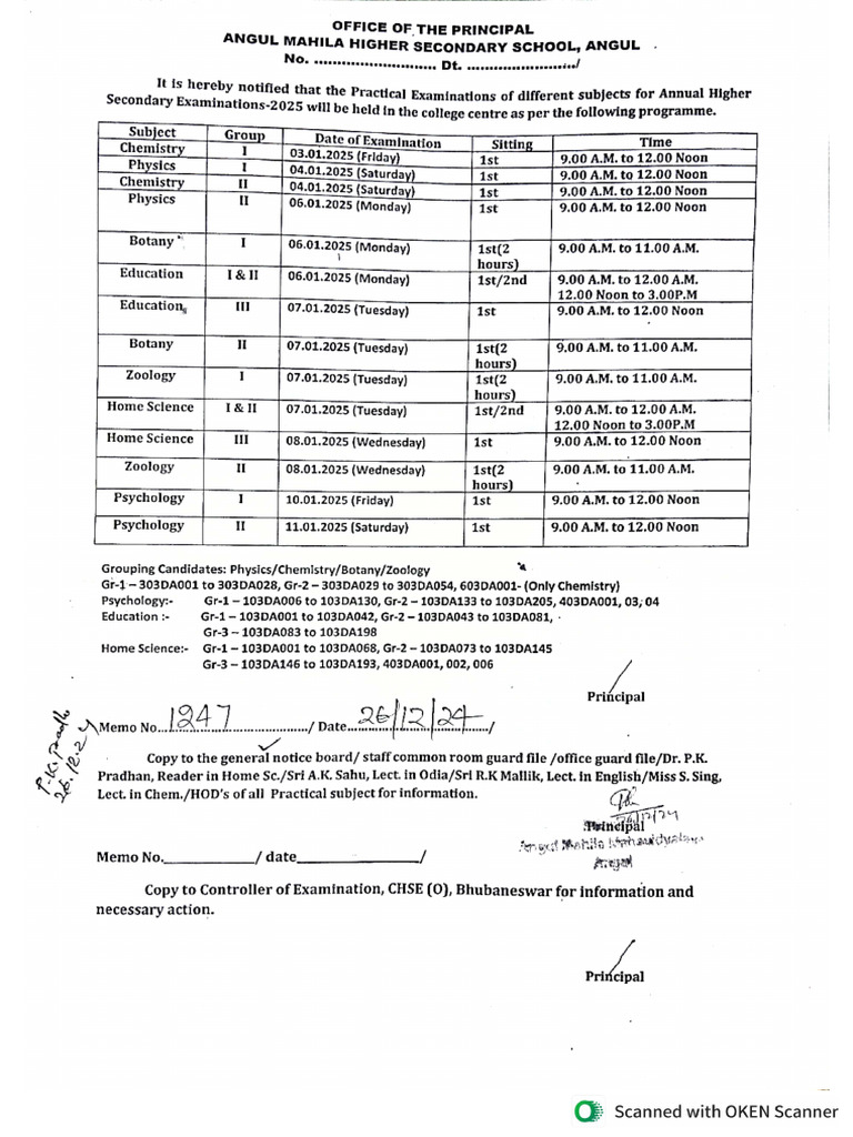 Time Table For Practical | PDF