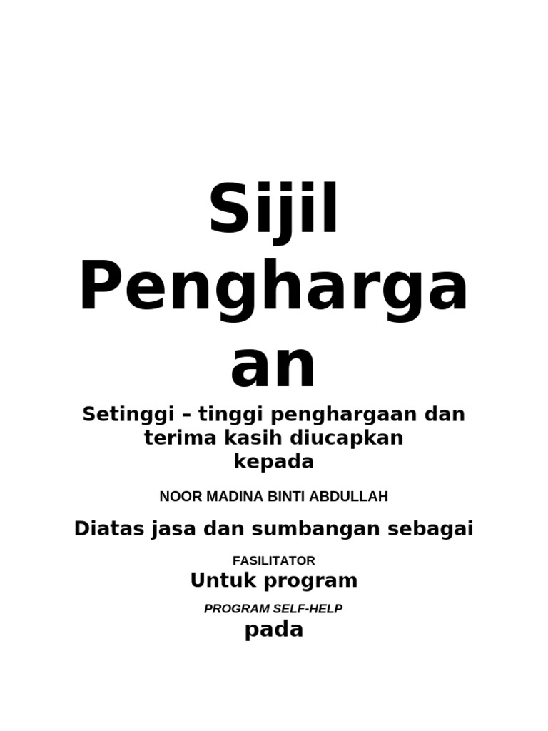 Format Sijil Penghargaan Webinar Contoh | PDF