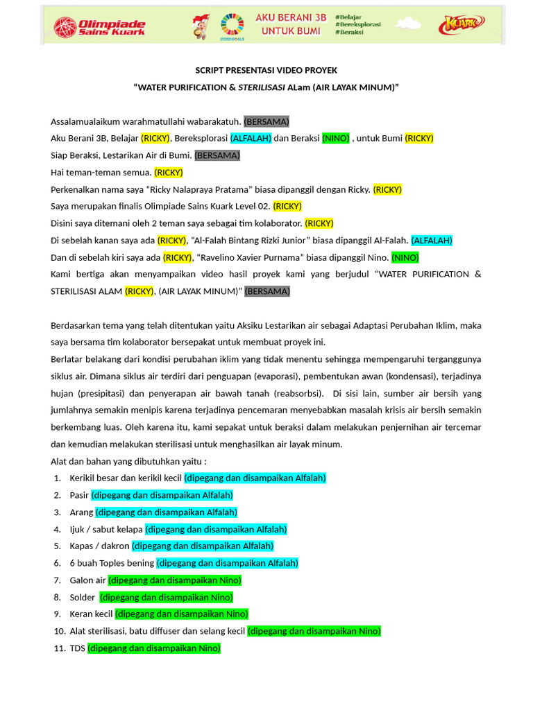 Bismillah Script Presentasi Video Proyek Osk Level 02 | PDF