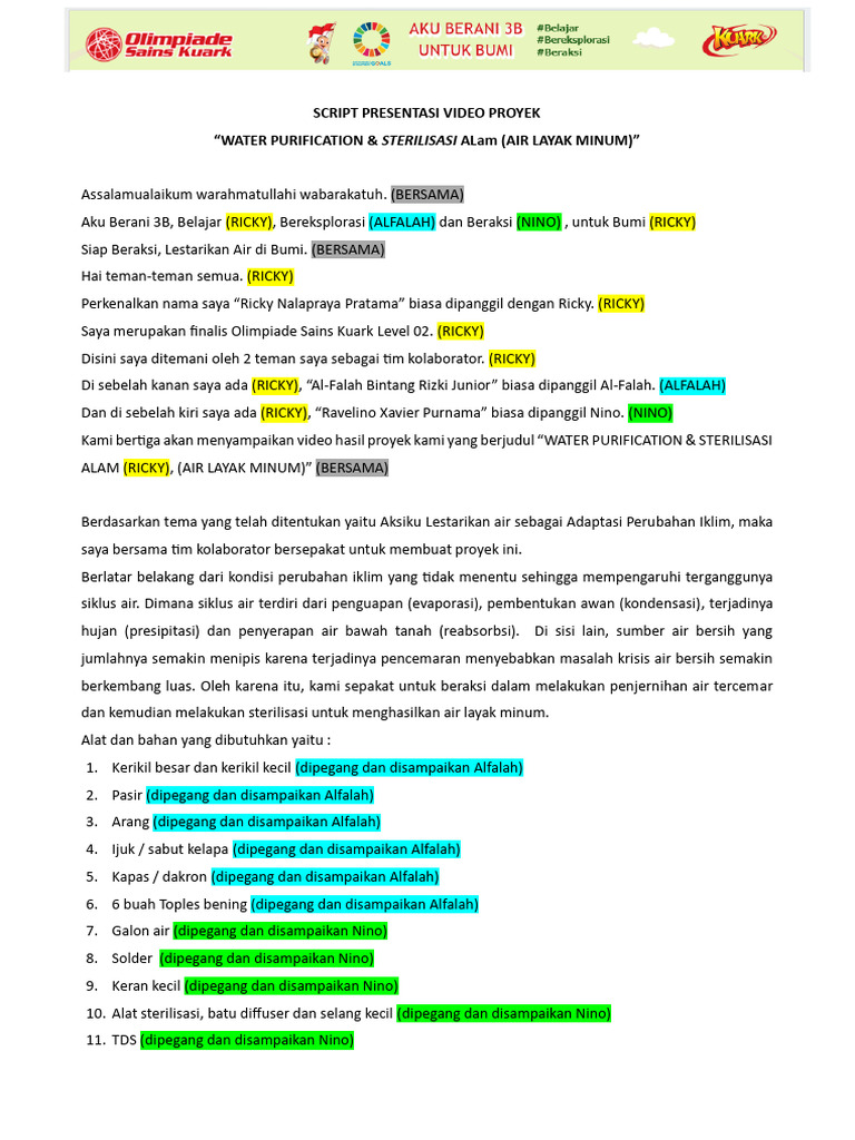 Bismillah Script Presentasi Video Proyek Osk Level 02 | PDF