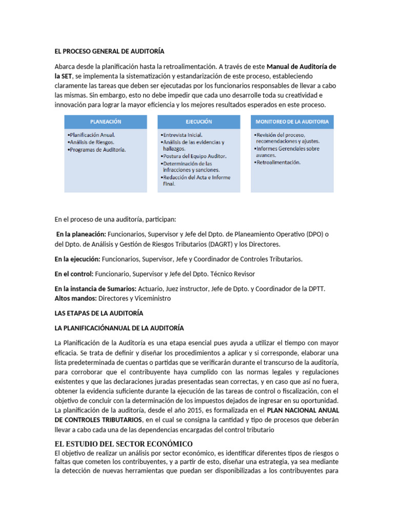 El Proceso General de Auditoría Unidad 4 | PDF | Planificación | Auditoría