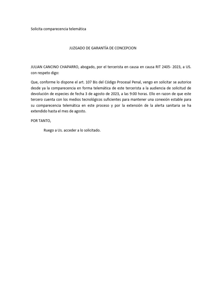 Solicita Comparecencia Telemática | PDF