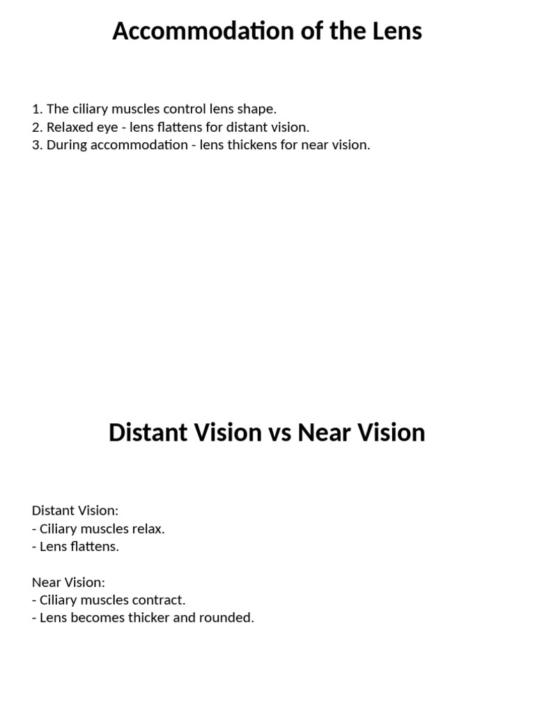 Lens Accommodation Focus Organized | PDF | Myopia | Light