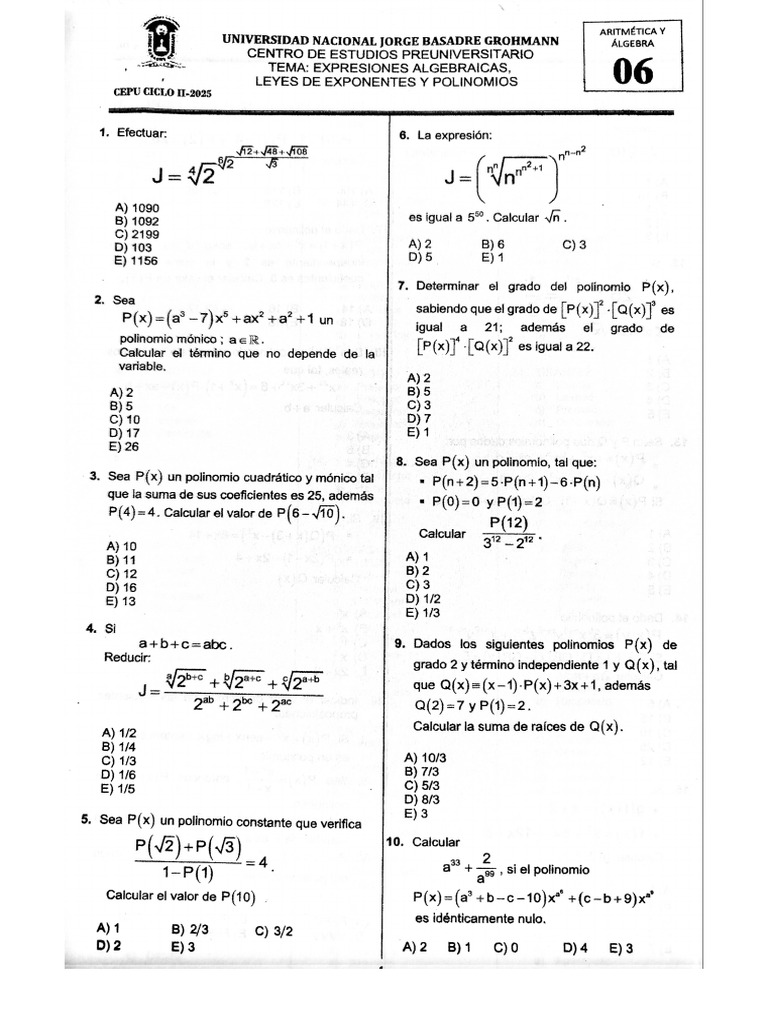Arit y Alg Práctica 6. | PDF