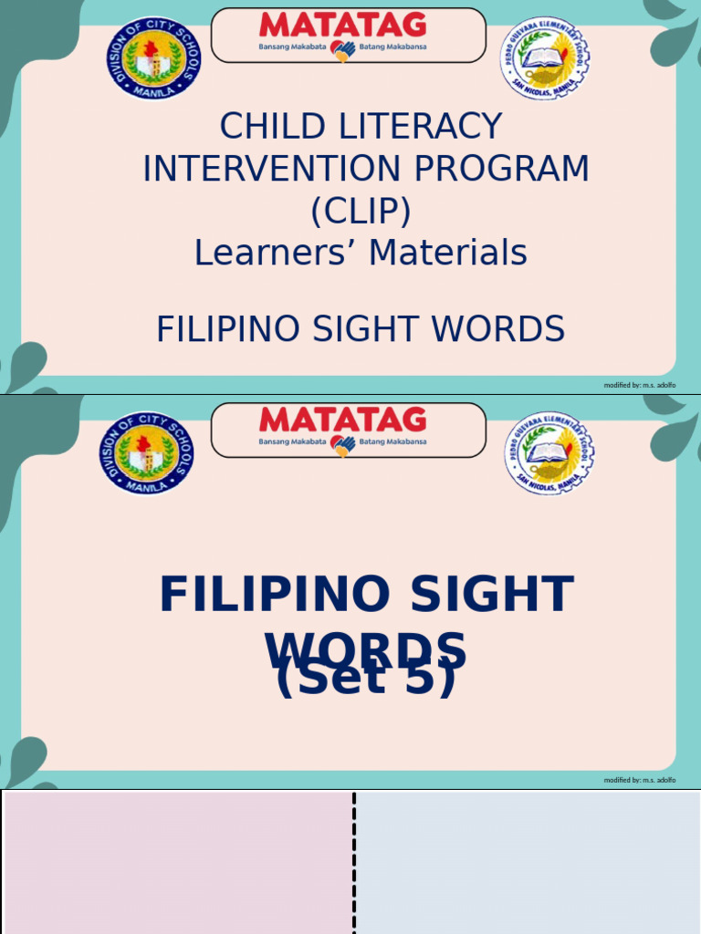Filipino Sight Words Set 5 | PDF