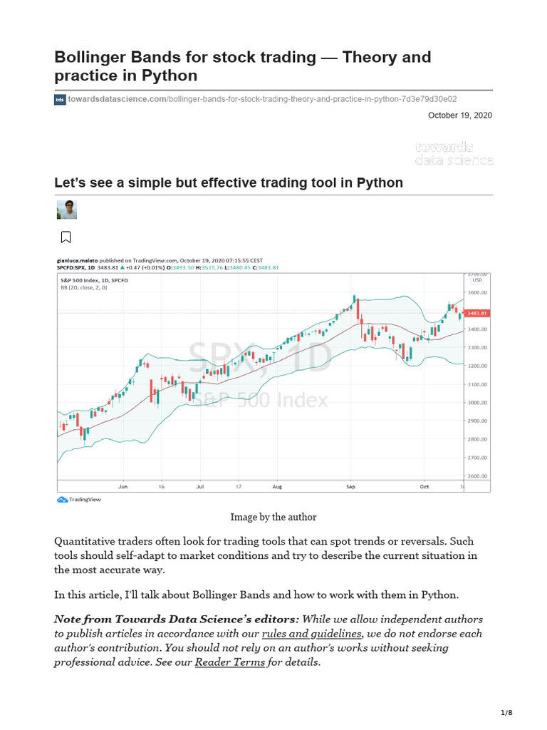 Bollinger Bands For Stock Trading Theory And Practice In Python Pdf 