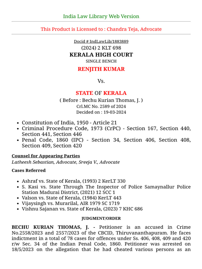 India Law Library Web Version | PDF | Bail | Surety