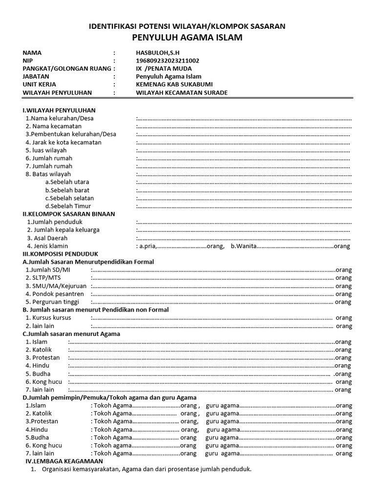 Identifikasi Potensi Wilayah(Blanko) | PDF