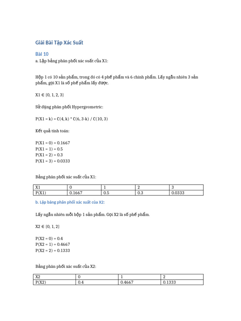 Bai Tap Xac Suat | PDF