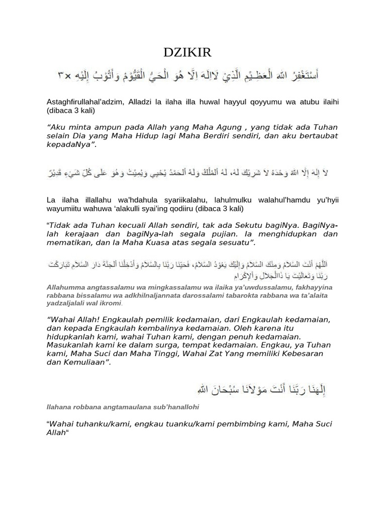 DZIKIR DAN DOA SETELAH SHOLAT (Rido Rizki Ramadhan) | PDF