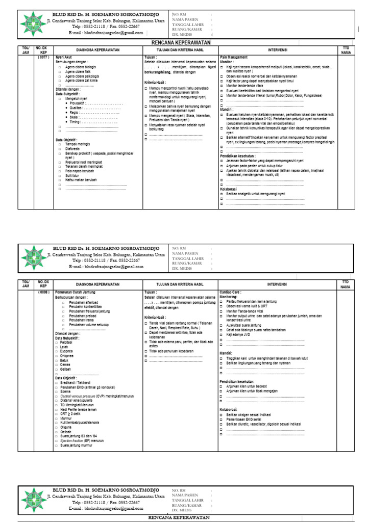 RENCANA KEPERAWATAN REVISI 2017 | PDF