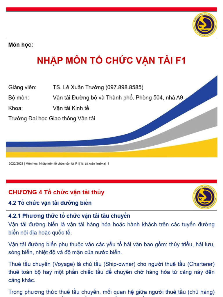 Chuong 4 To Chuc Van Tai Thuy - Tai Lieu Tu Hoc Cho SV | PDF