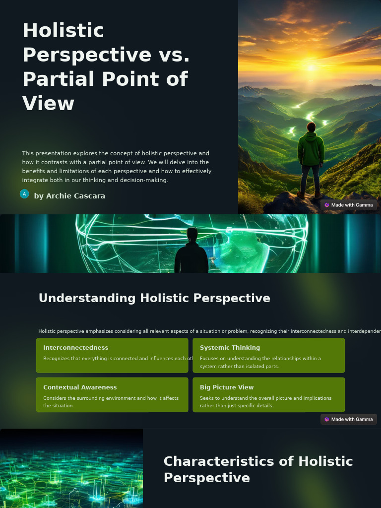 Holistic Perspective vs. Partial Point of View | PDF | Thought | Holism